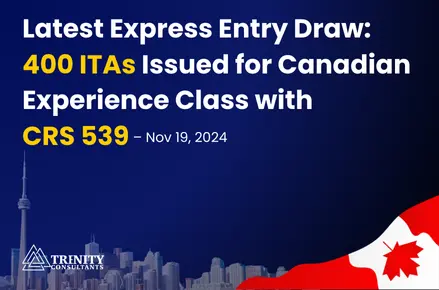 Latest Express Entry Draw 19 Nov 2024 - 400 ITAs with CRS 539 | Trenity ...